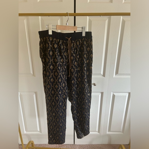 Anthropologie | Pants & Jumpsuits | Anthro Navy Sequence Pants | Poshmark